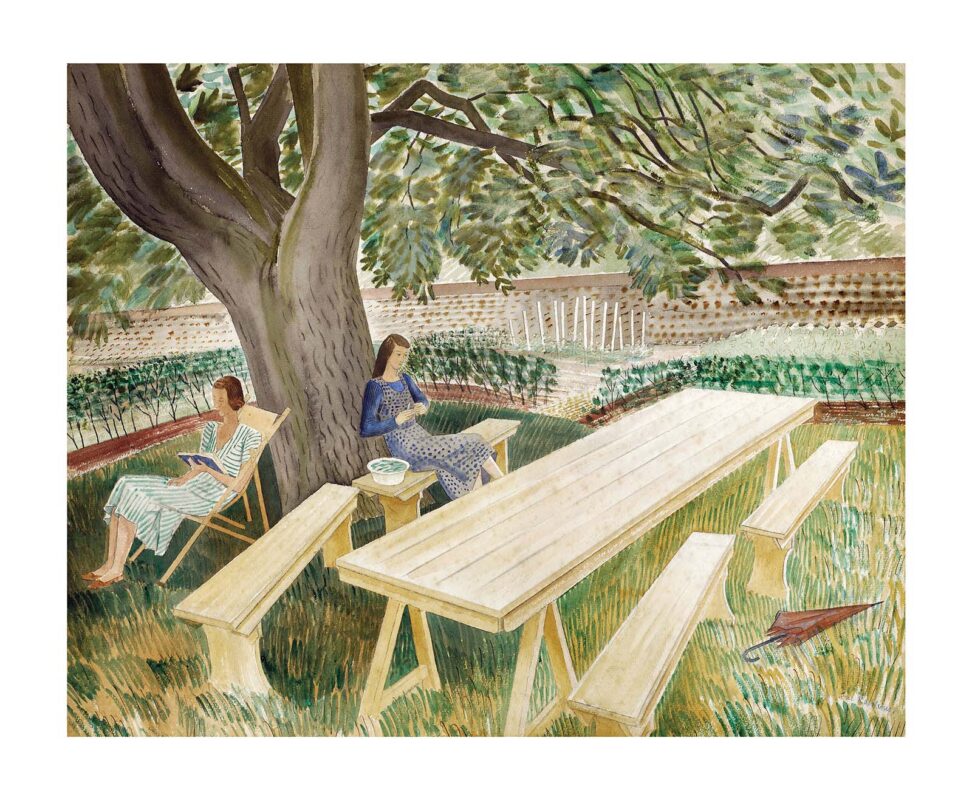 Eric Ravilious Prints: 'Two Women in a Garden' - Eric Ravilious Art