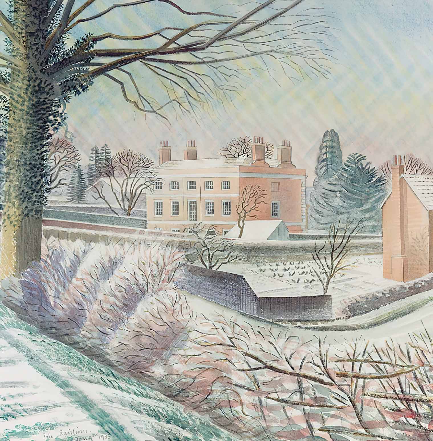 Eric Ravilious Christmas Cards: 'Vicarage in Winter'. - Eric Ravilious Art